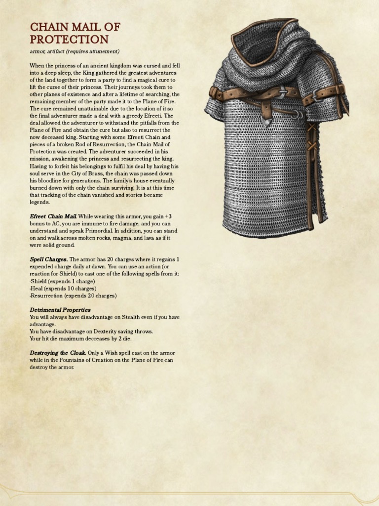 Chain Mail of Protection 5e D&D Homebrew Magic Item | PDF