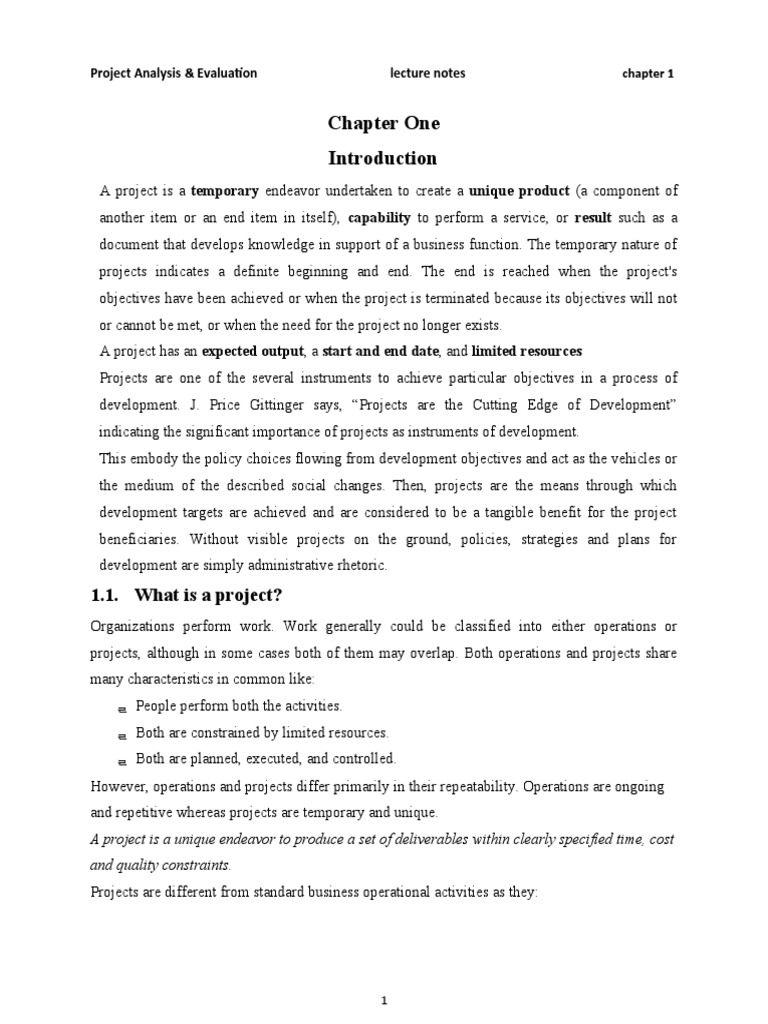 An Introduction to Project Analysis and Evaluation: Defining Projects ...