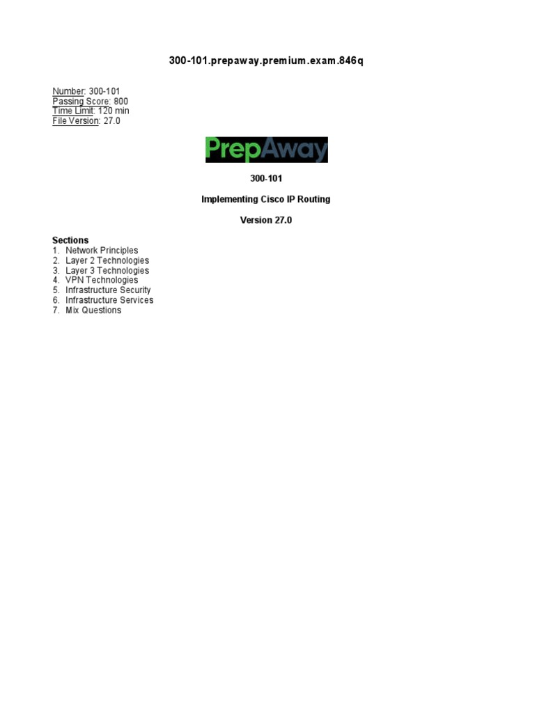 300 101 CCNP Route PA | PDF | Transmission Control Protocol | I Pv6 300 101 CCNP Route PA | PDF | Transmission Control Protocol | I Pv6