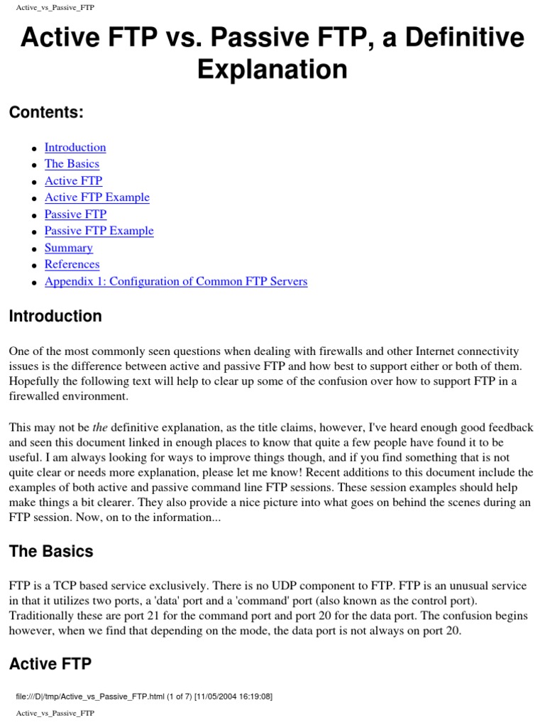 Active vs Passive FTP Explained | PDF | Technology & Engineering
