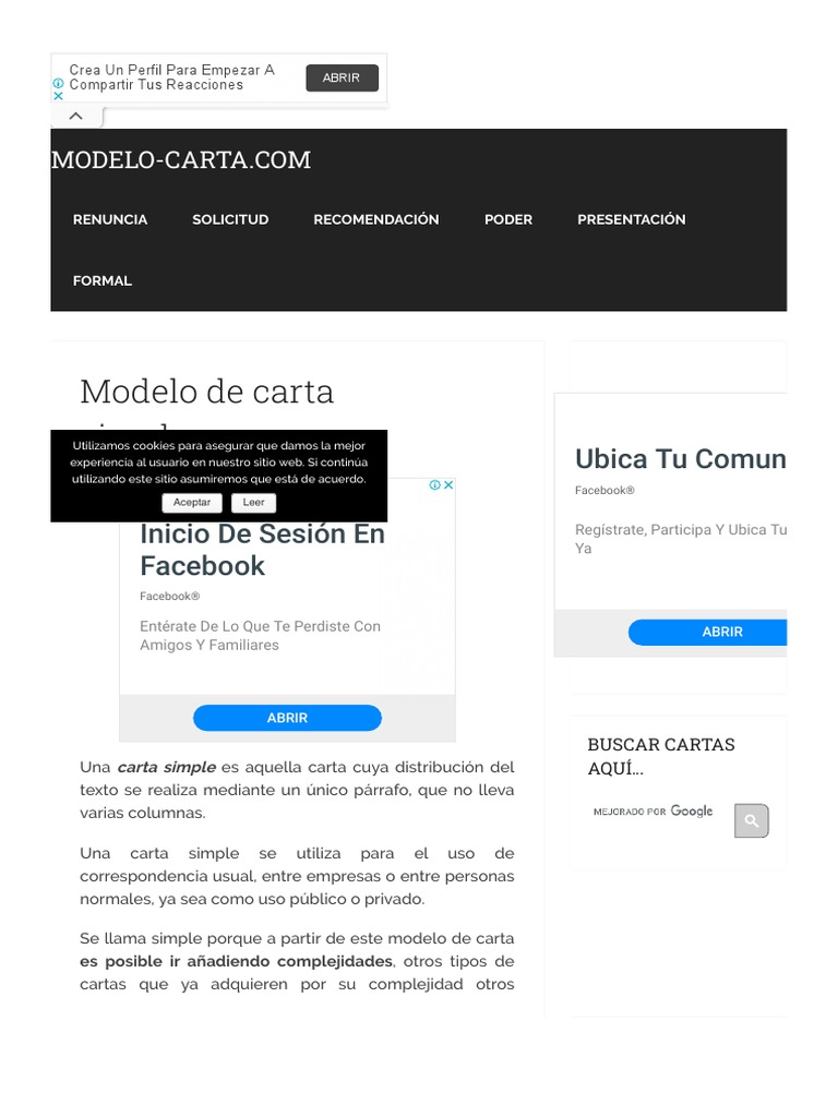 Modelo de Carta Simple - Descripción y Ejemplo Actual | PDF ...