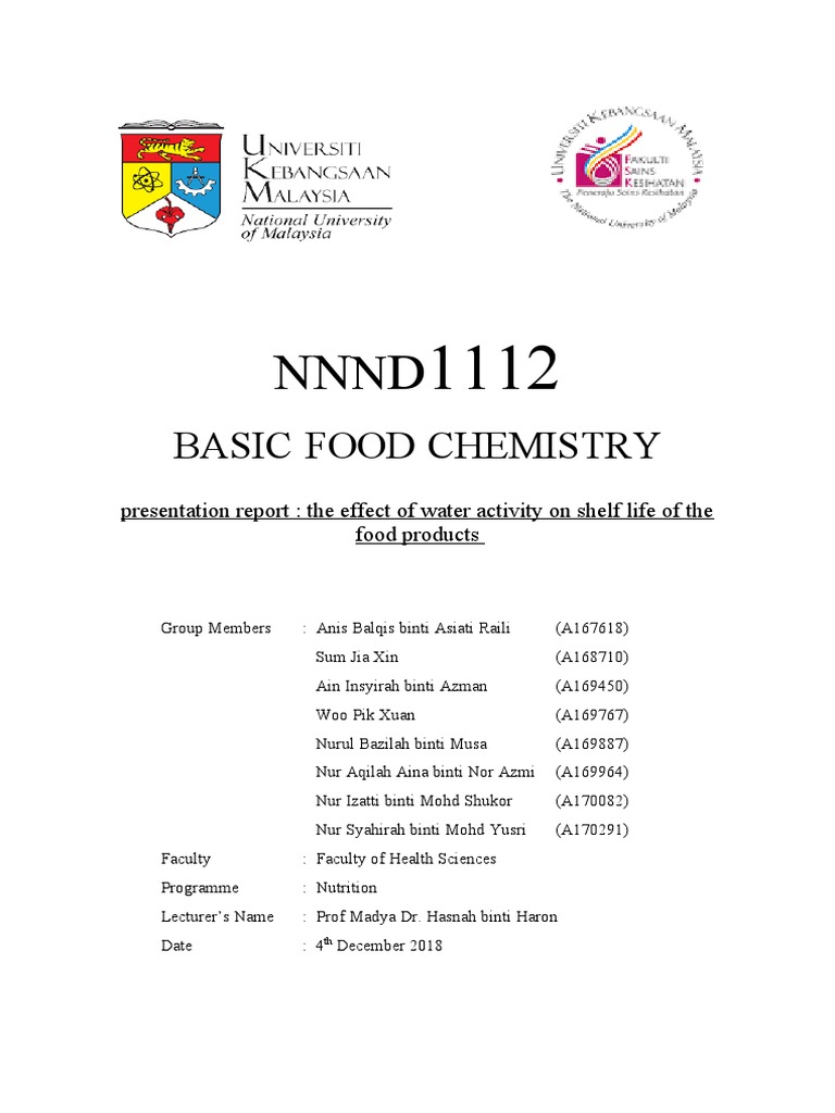 AKM - The Effect of Water Activity On Shelf Life of Food Report | PDF ...