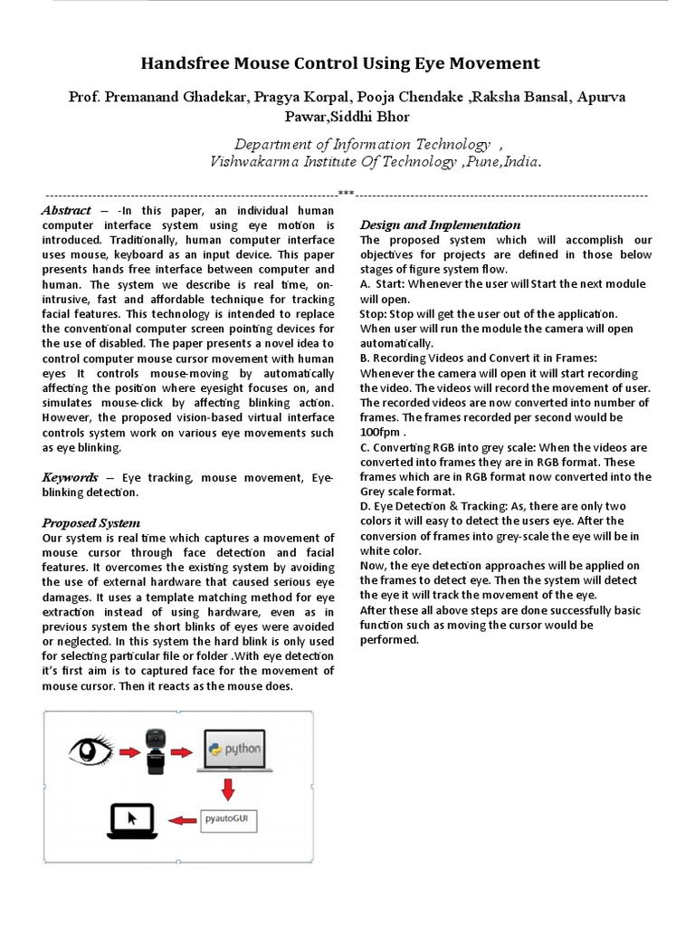 Handsfree Mouse Control Using Eye Movement | PDF | Rgb Color Model ...