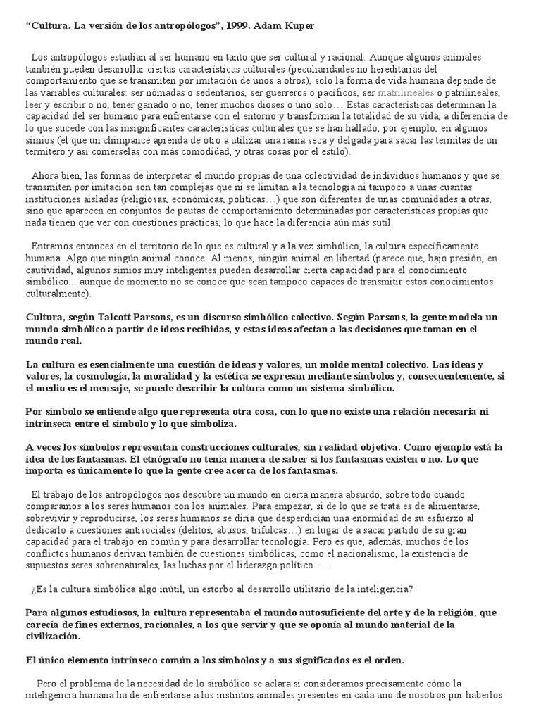Cultura - Adam Kuper | PDF | Evolución | marxismo