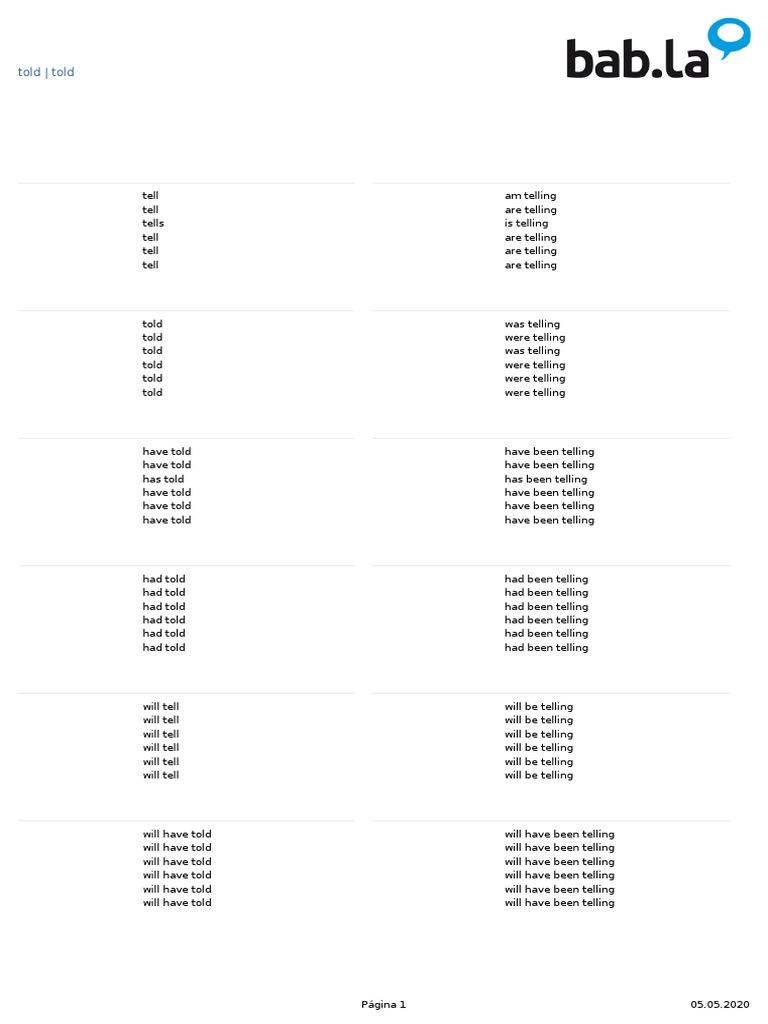 To Tell - Contar | PDF | Grammar | Morphology