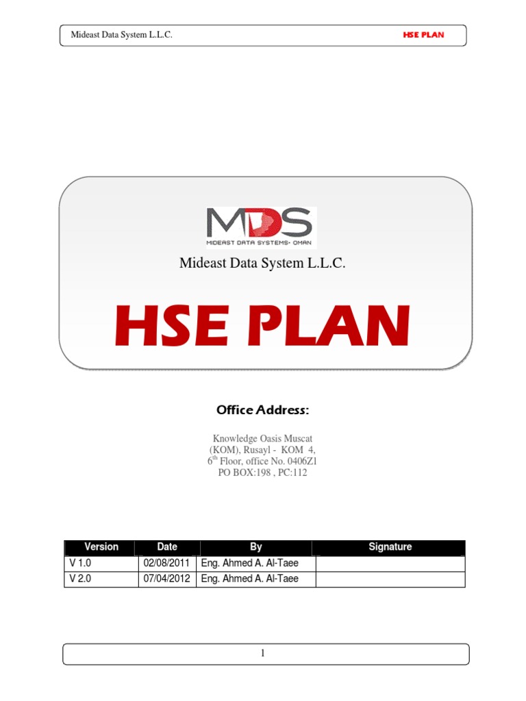 Sample HSE Plan | Download Free PDF | Safety | Risk