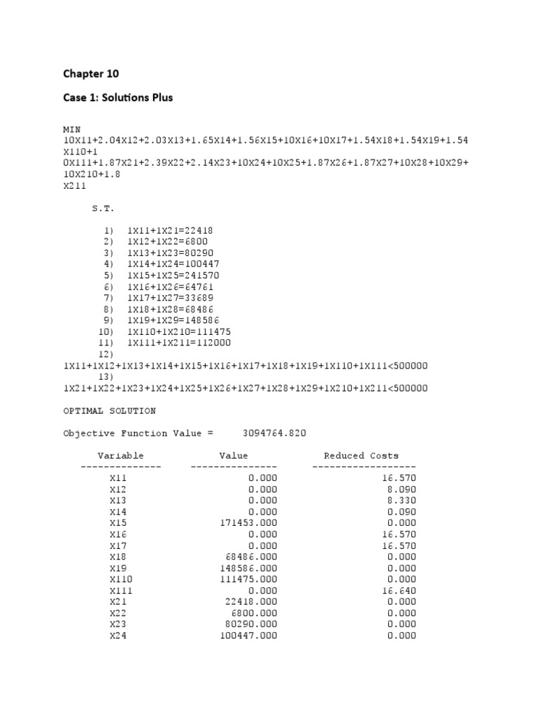 Case 1: Solutions Plus | Download Free PDF | Linear Programming | Numerical Analysis