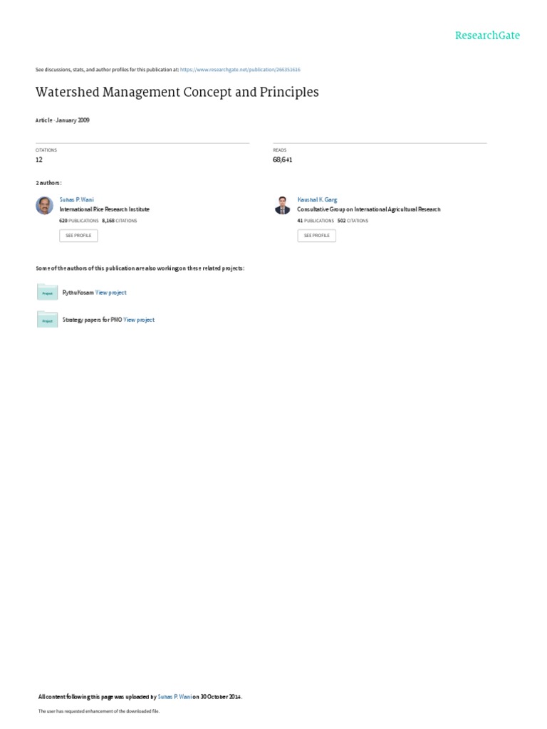 Watershed Management Concept and Principles: January 2009 | PDF ...