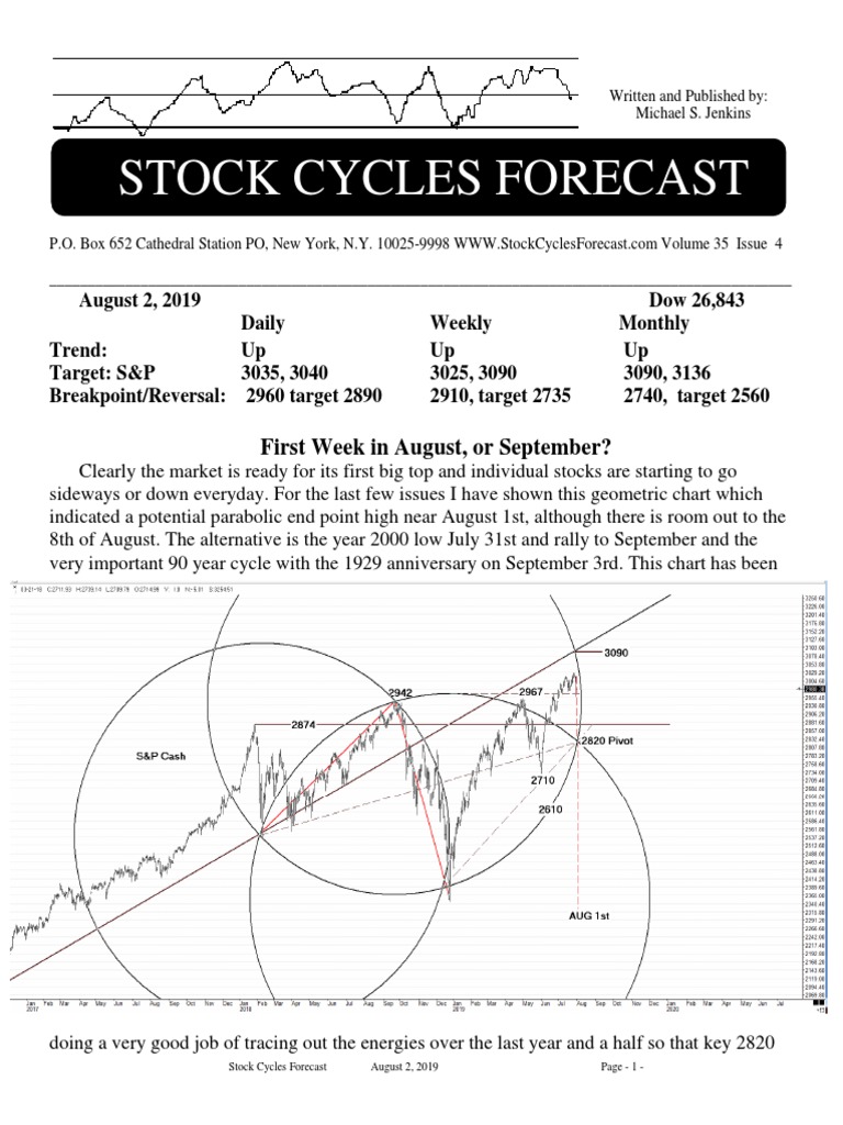 Stock Cycles Forecast Newsletter 2019 | PDF | Stocks | Financial Markets