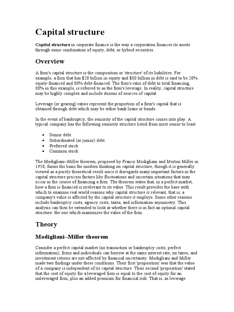 Capital Structure | PDF | Capital Structure | Internal Rate Of Return