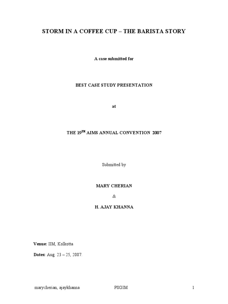Storm in A Coffee Cup - The Barista Story | PDF | Coffee | Marketing ...