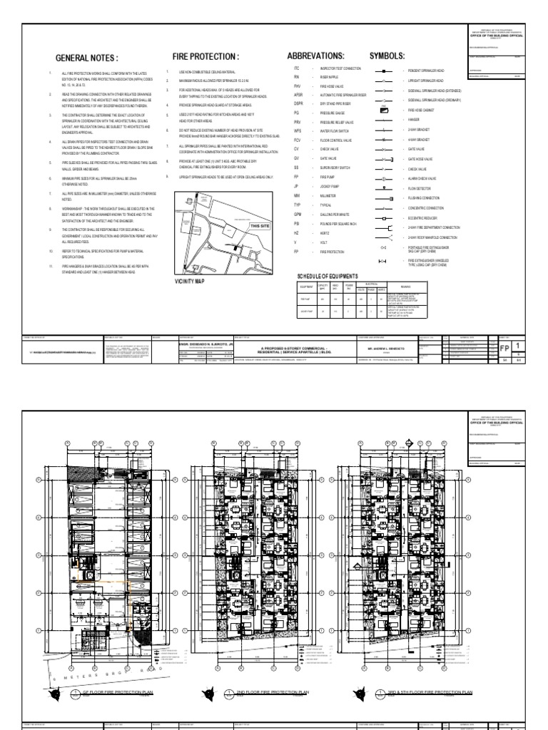 General Notes: Abbrevations: Symbols: Fire Protection:: Schedule of ...