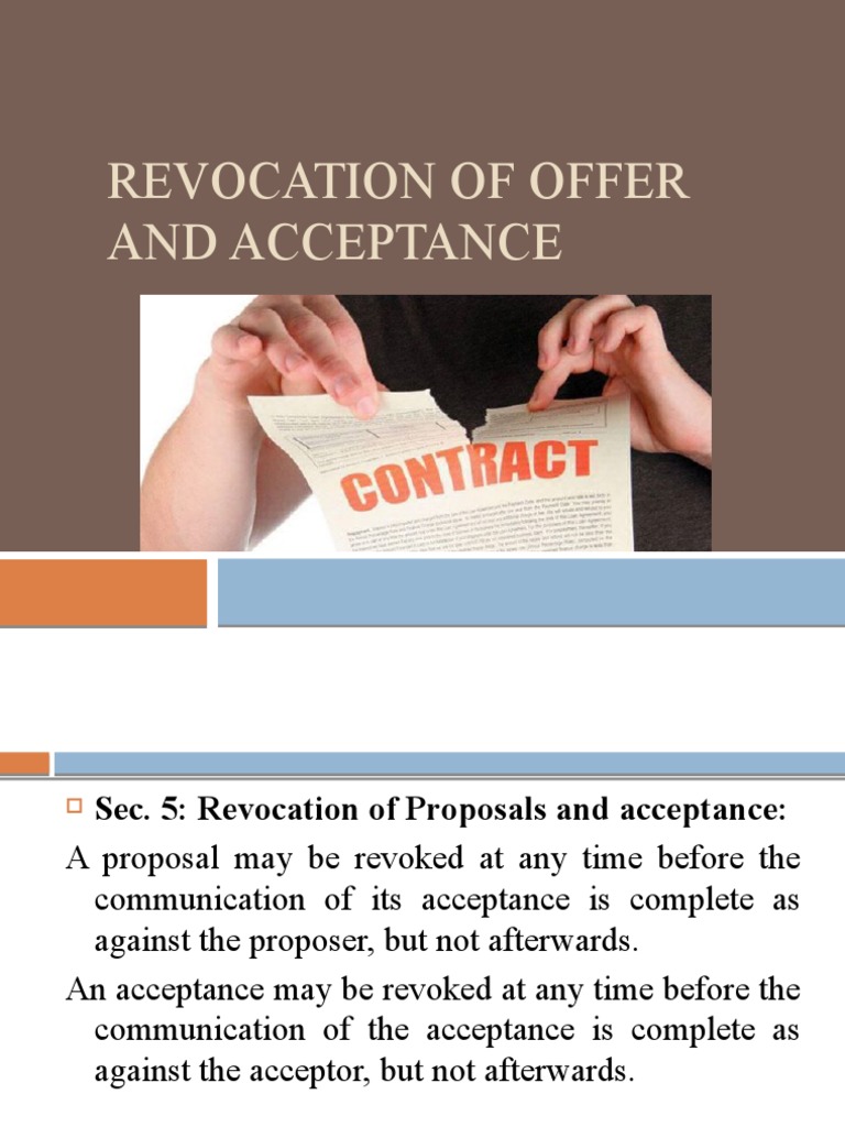 Revocation of Offer and Acceptance | PDF | Offer And Acceptance ...