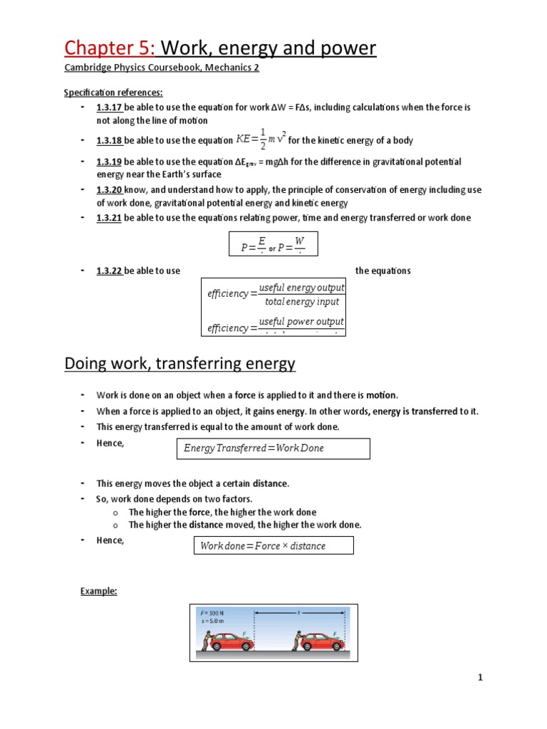 Work, Energy, and Power Equations | PDF | Potential Energy | Power ...