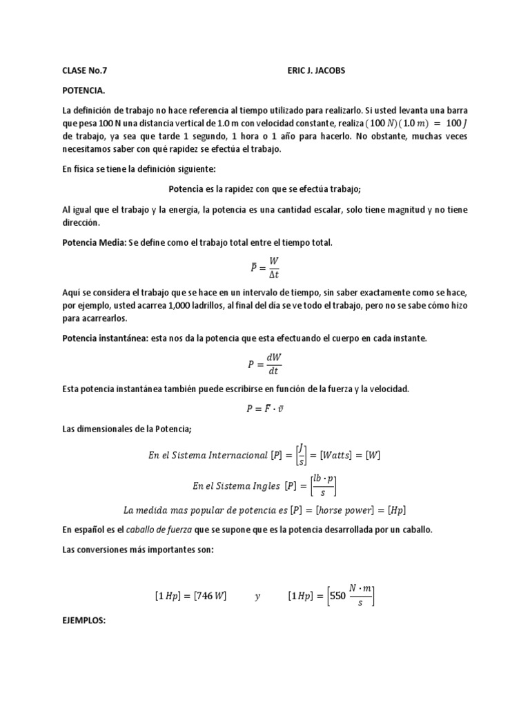 Clase 7 Potencia | PDF | Ascensor | Velocidad