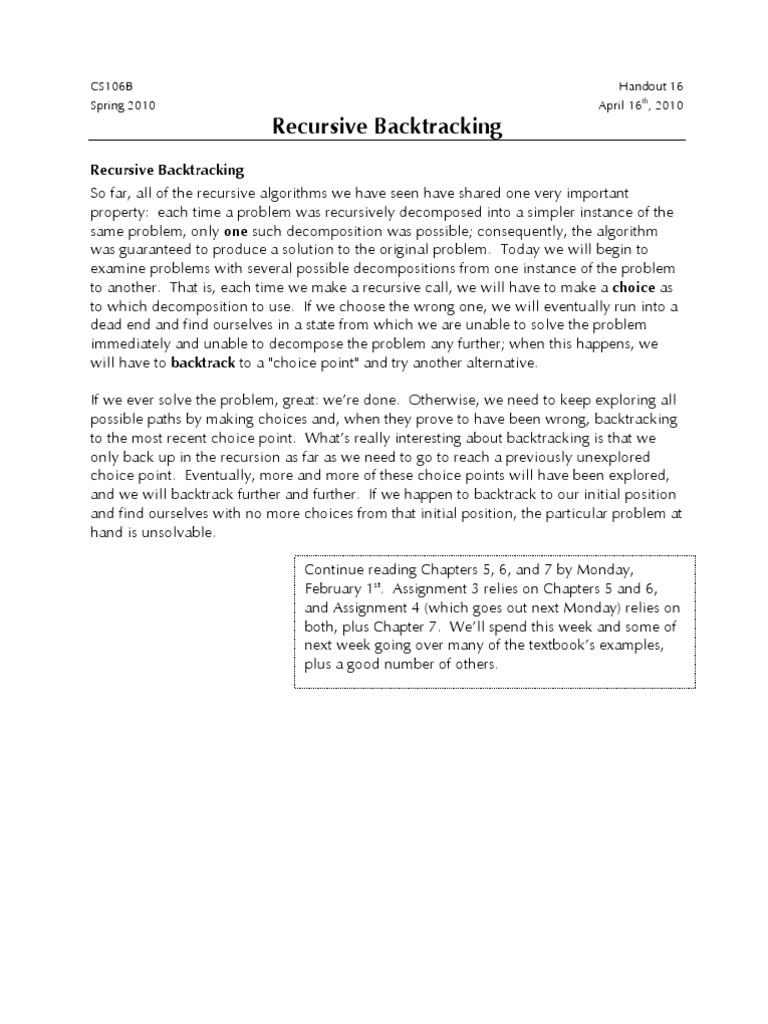 16 Recursive Backtracking | PDF | Recursion | Formalism (Deductive)