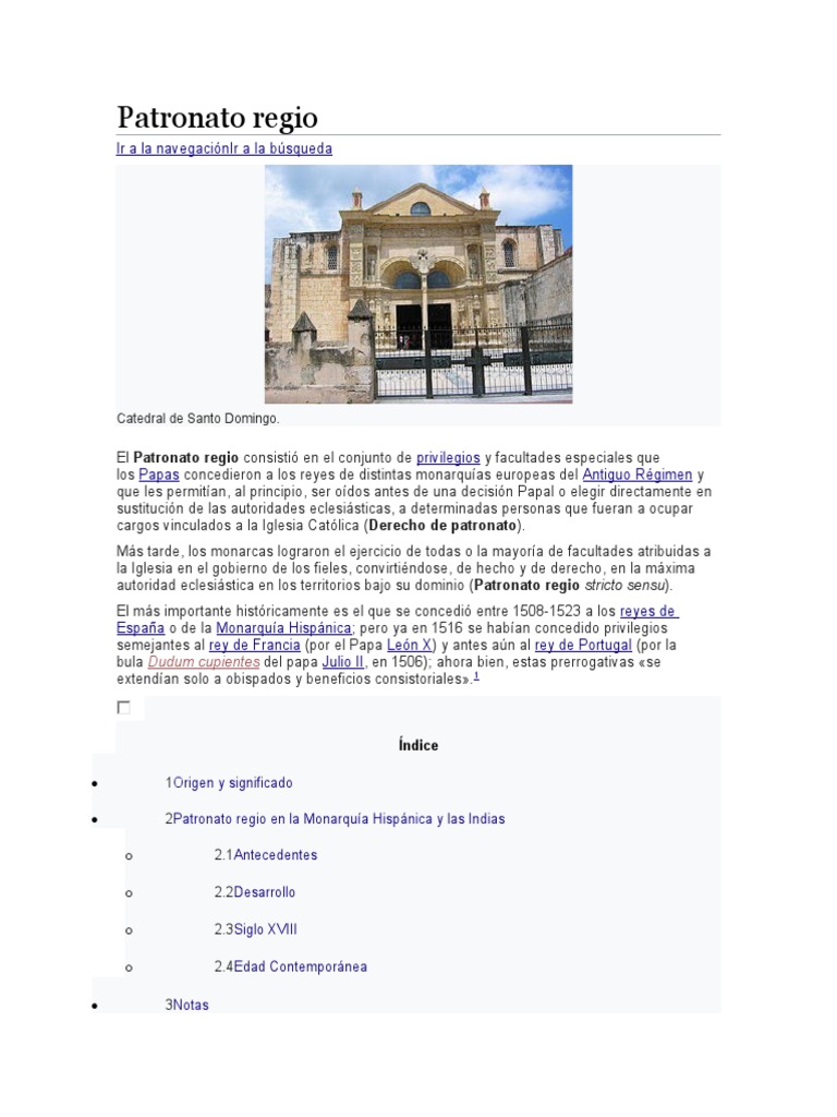 El Patronato Regio en la Historia | PDF | Iglesia Católica | Papa