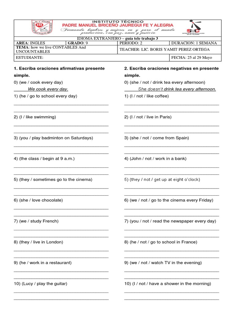 We Cook Every Day. She Doesn't Drink Tea Every Afternoon | PDF