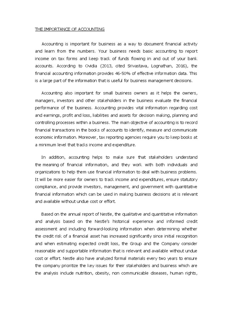 The Importance of Accounting | PDF | Accounting | Information