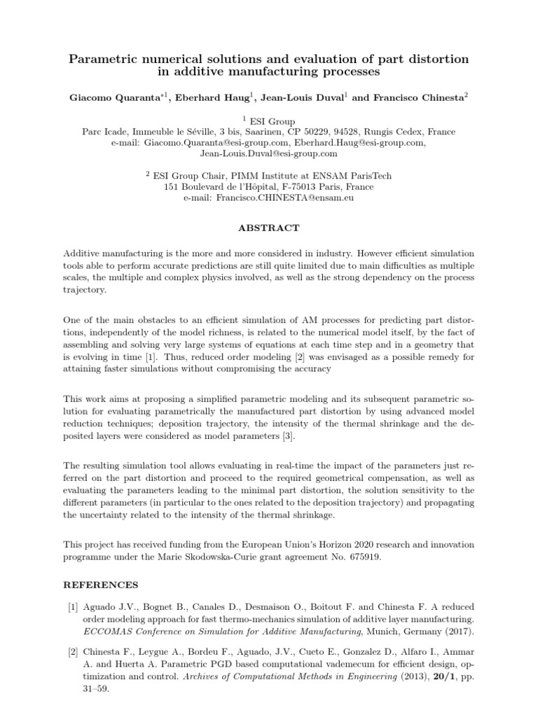 Parametric Numerical Solutions and Evaluation of Part Distortion in ...