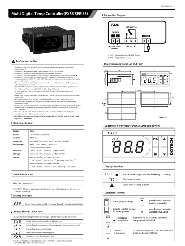 Multi Digital Temp Controller (FX3S SERIES) : Connection Diagram ...
