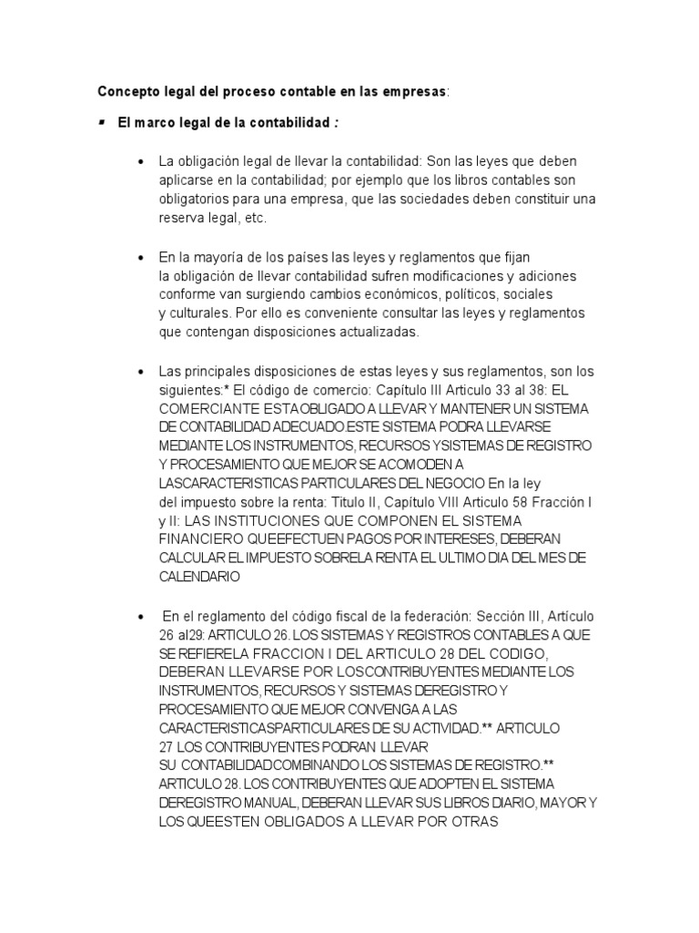 El marco legal de la contabilidad y sus implicaciones en las empresas ...