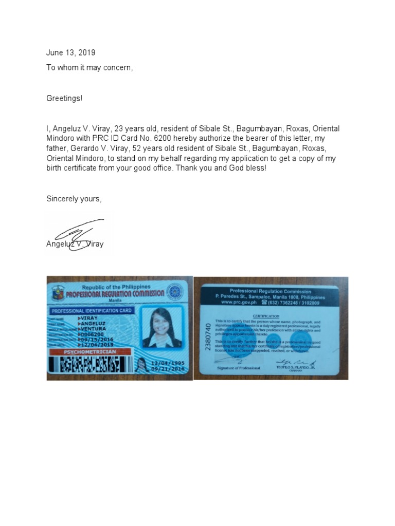 Authorization Letter-PSA | PDF