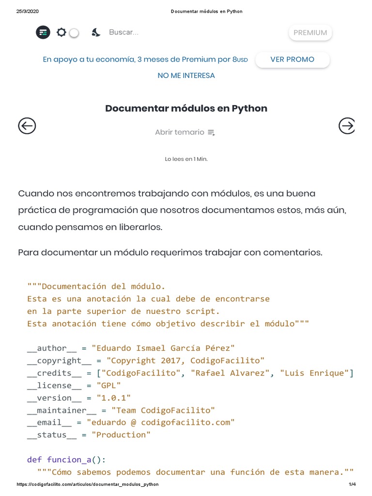 Documentar Módulos en Python | PDF | Python (lenguaje de programación ...