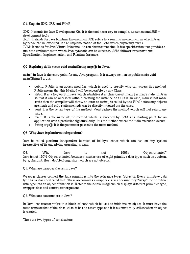 Q2 Explain Public Static Void Main String Args In Java Pdf Inheritance Object Oriented 