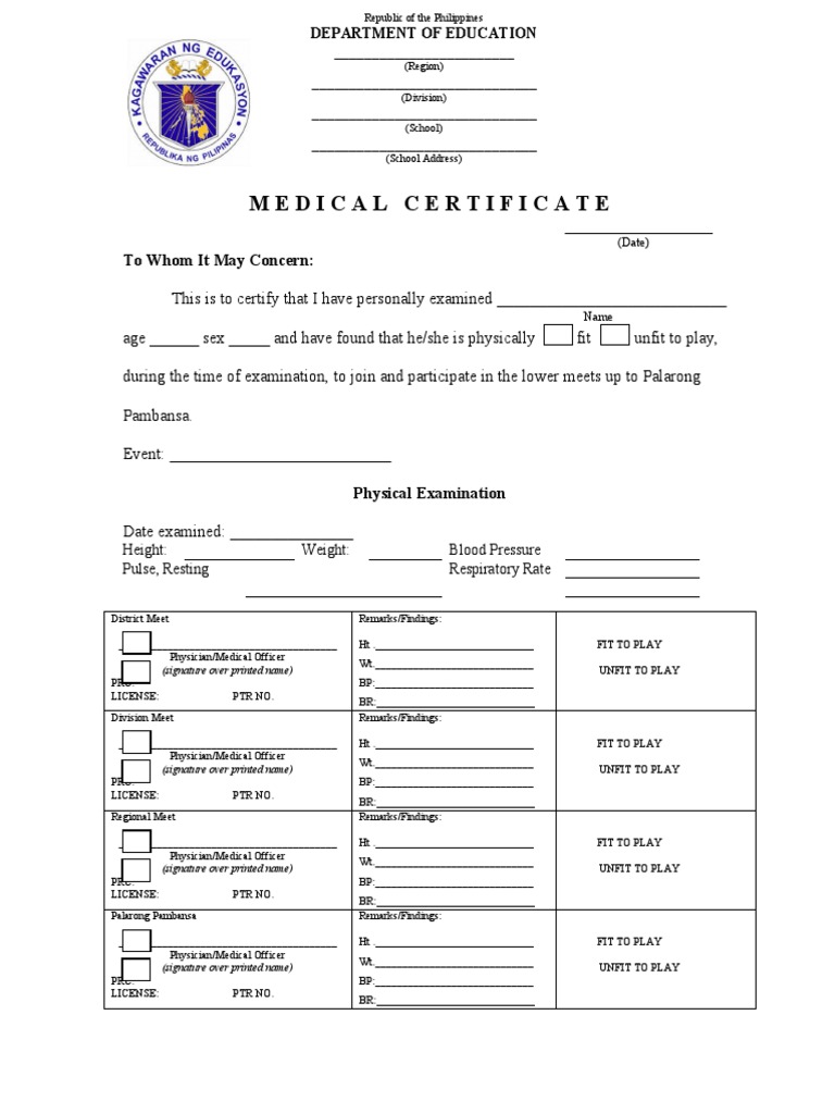 Medical Certificate: To Whom It May Concern | PDF | Medical Specialties ...