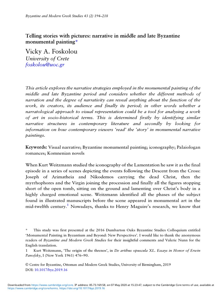 Telling Stories With Pictures Narrative in Middle and Late Byzantine ...
