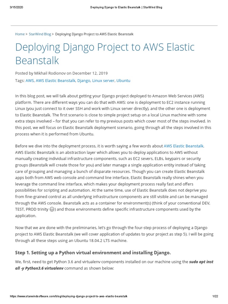 Deploying Django To Elastic Beanstalk - StarWind Blog | PDF | Amazon ...