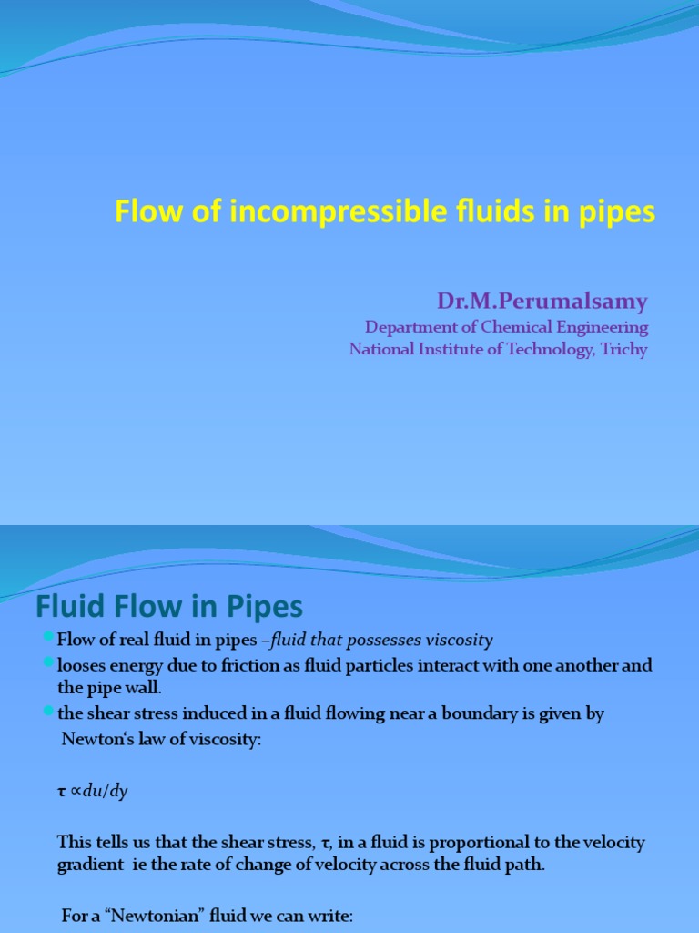 Incompressible Fluid Flow in Pipes | PDF | Fluid Dynamics | Turbulence