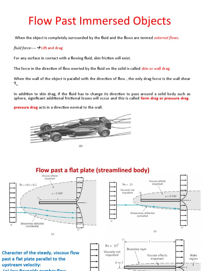 Flow Past Immersed Objects-Class | PDF | Drag (Physics) | Fluid Dynamics