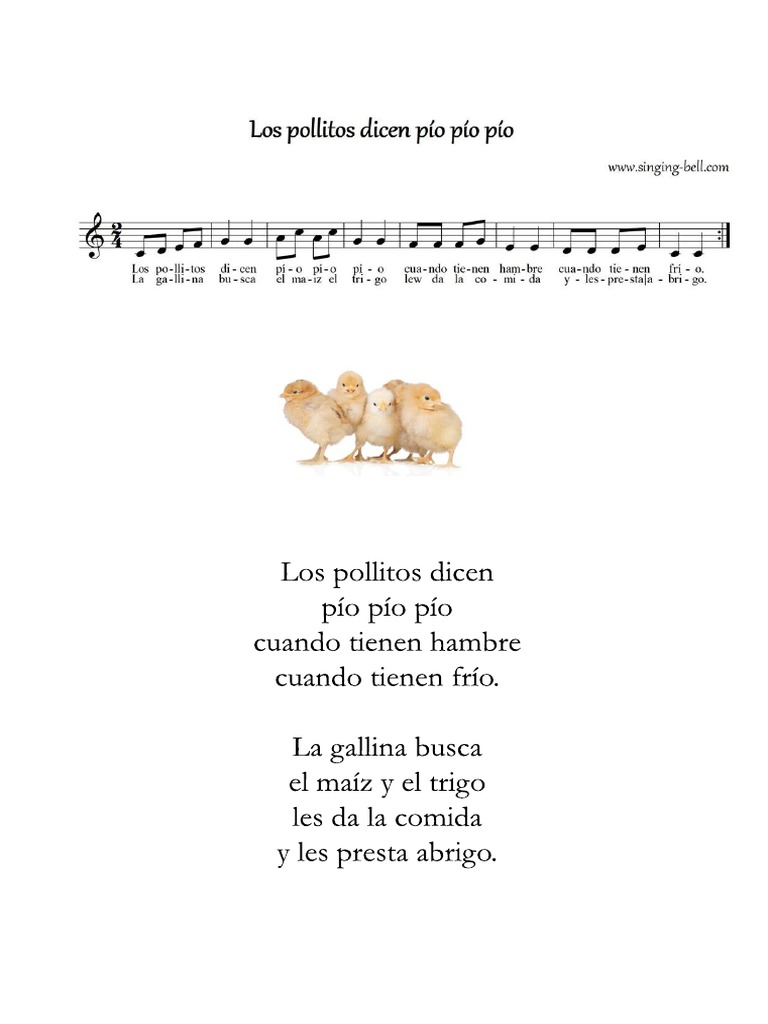 Los Pollitos Dicen Pío Pío Pío - PDF Singing Bell | PDF