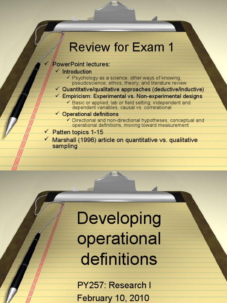 Research I Basics - Operational Definitions - REVISED - 2.16.10 | PDF ...