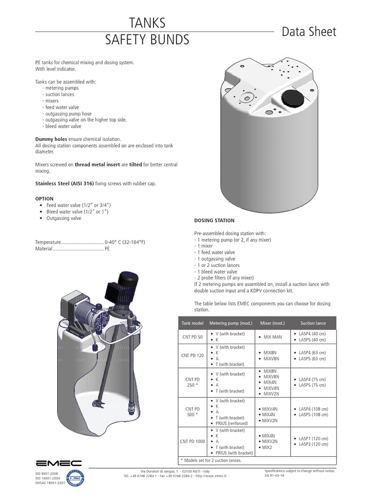 Tanks Safety Bunds: Data Sheet | PDF | Valve | Hydraulics