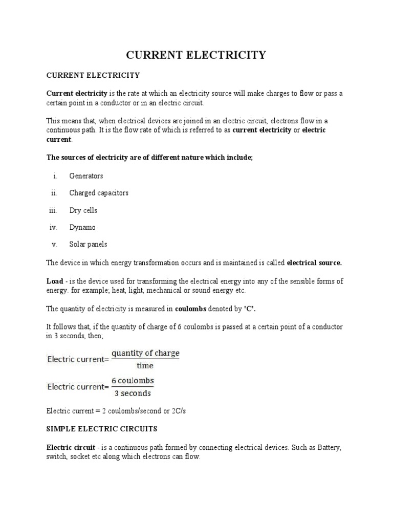 Current Electricity | PDF | Electricity | Electrical Resistance And ...