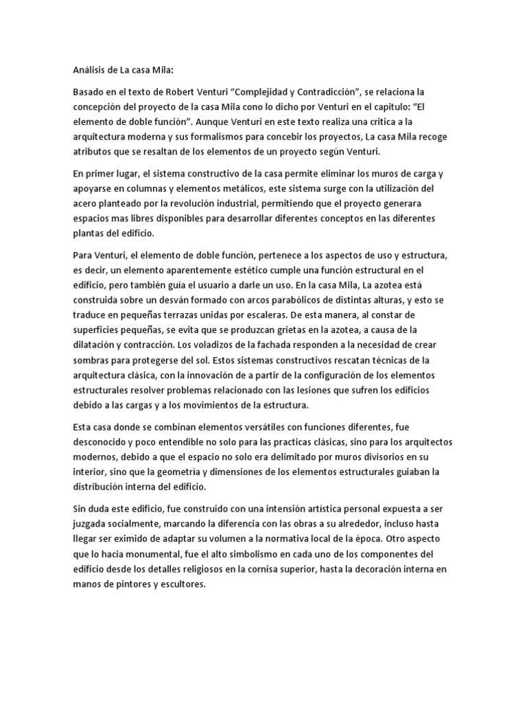 Analisis de La Casa Mila NICOLAS DIOSA | PDF | Medios de arte | Science