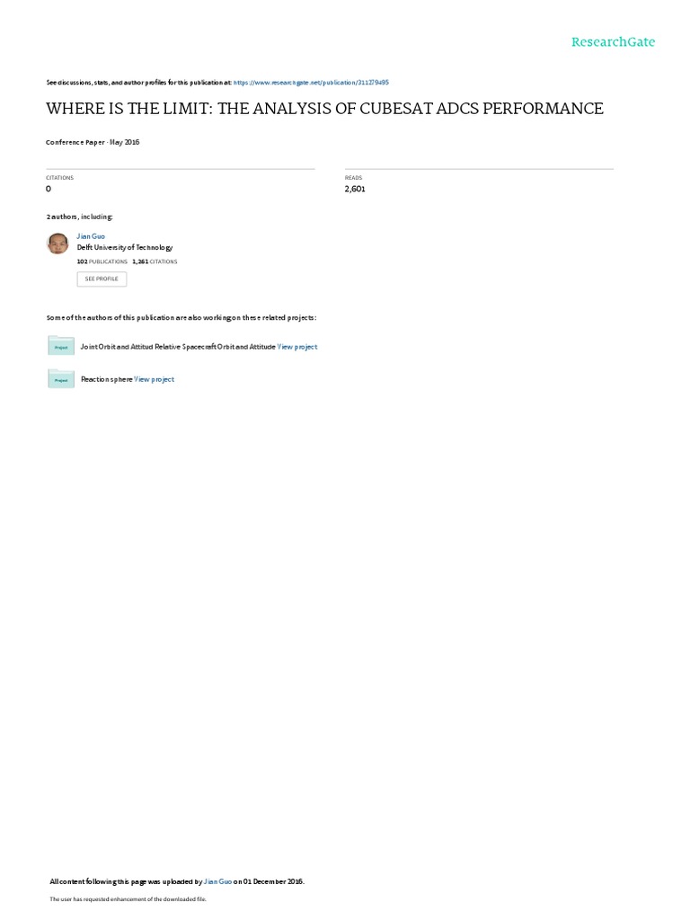 Where Is The Limit: The Analysis of Cubesat Adcs Performance | PDF ...