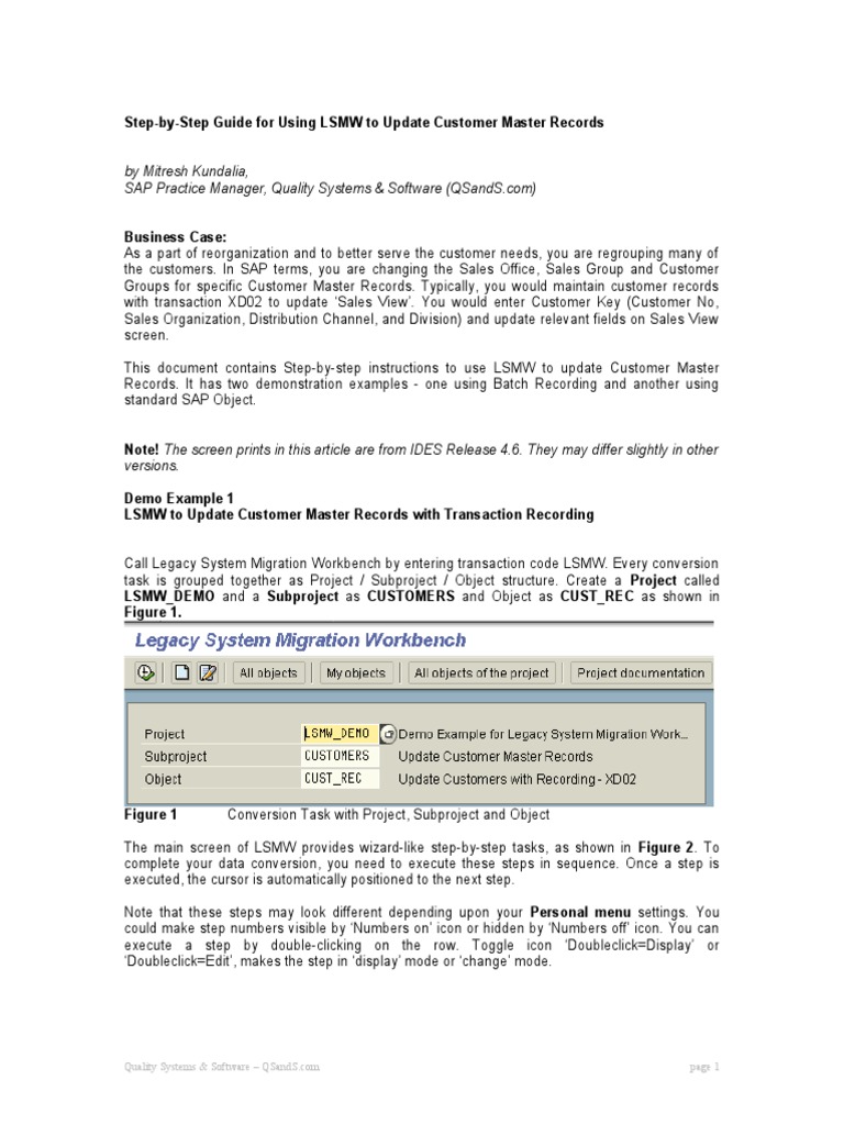 A Step-by-Step Guide to Updating Customer Master Records Using LSMW ...