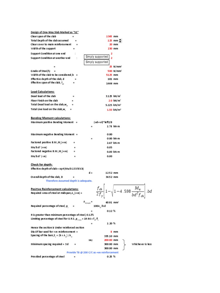 One Way Slab Design | PDF | Shear Stress | Mechanical Engineering