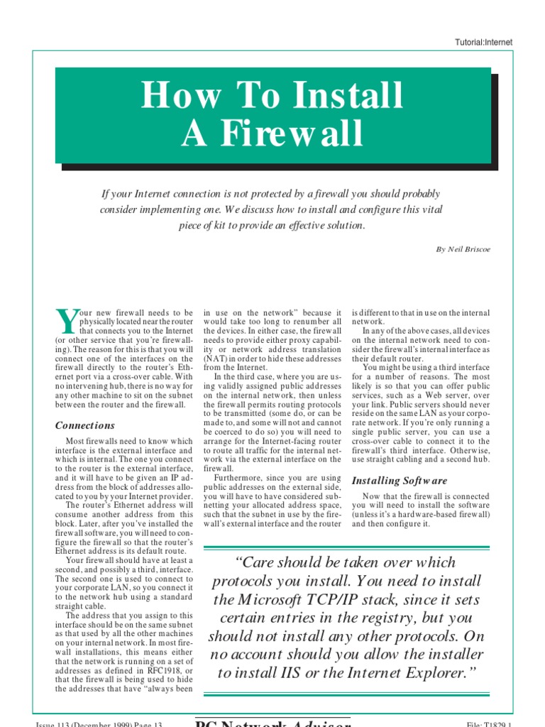How To Install Firewall | PDF | Router (Computing) | Firewall (Computing)