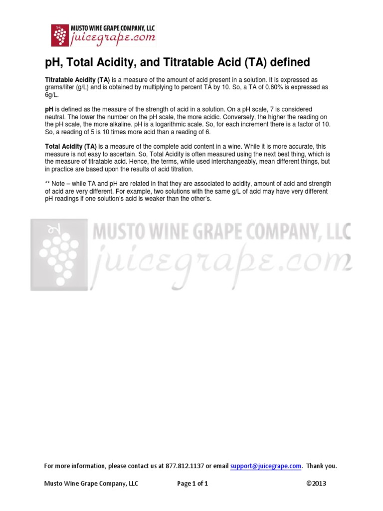 PH Total Acidity and TA | PDF