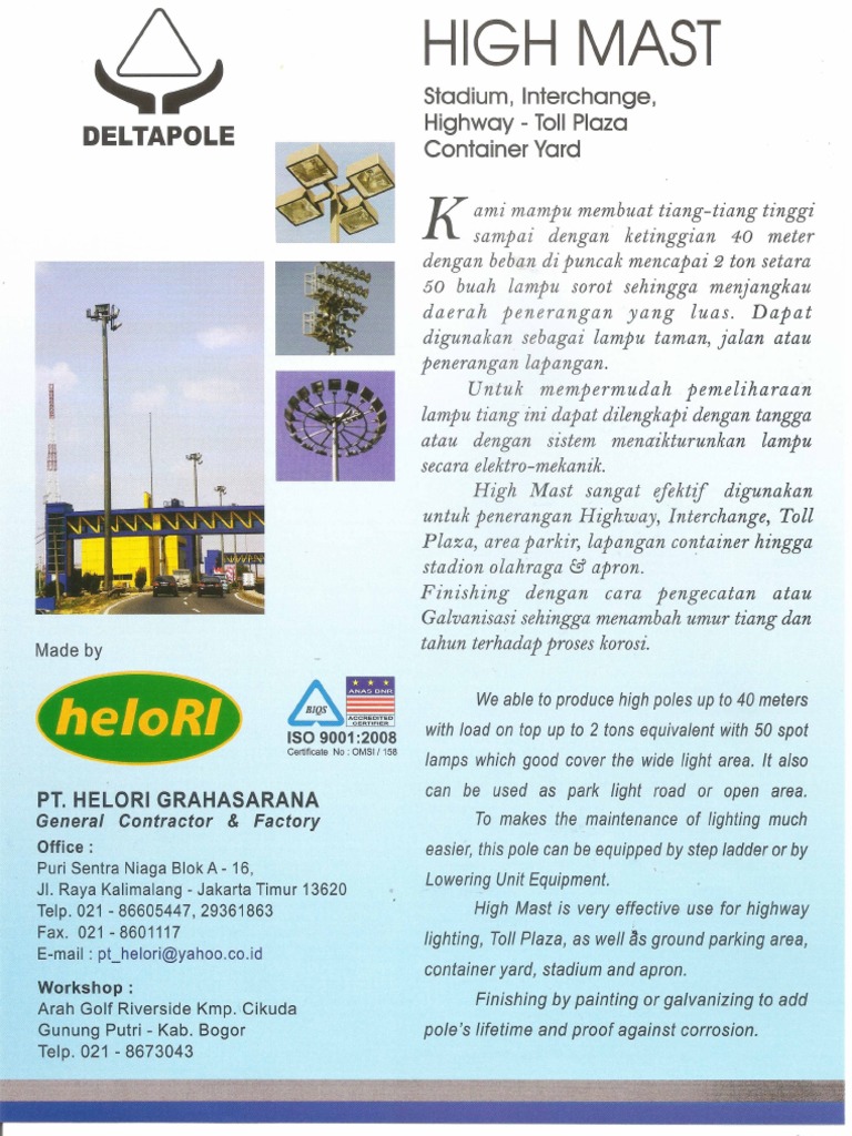 Tiang High Mast (Tiang Lampu High Mast) | PDF