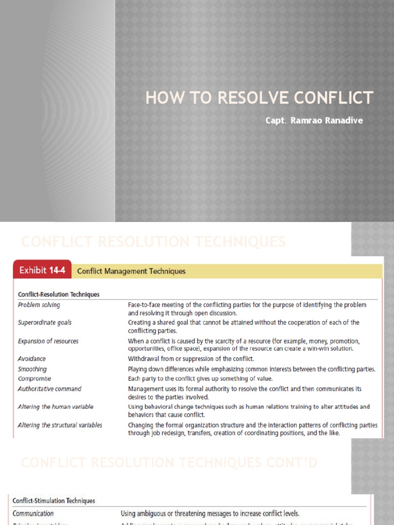 How To Resolve Conflict UPDATED | PDF | Negotiation | Psychological ...