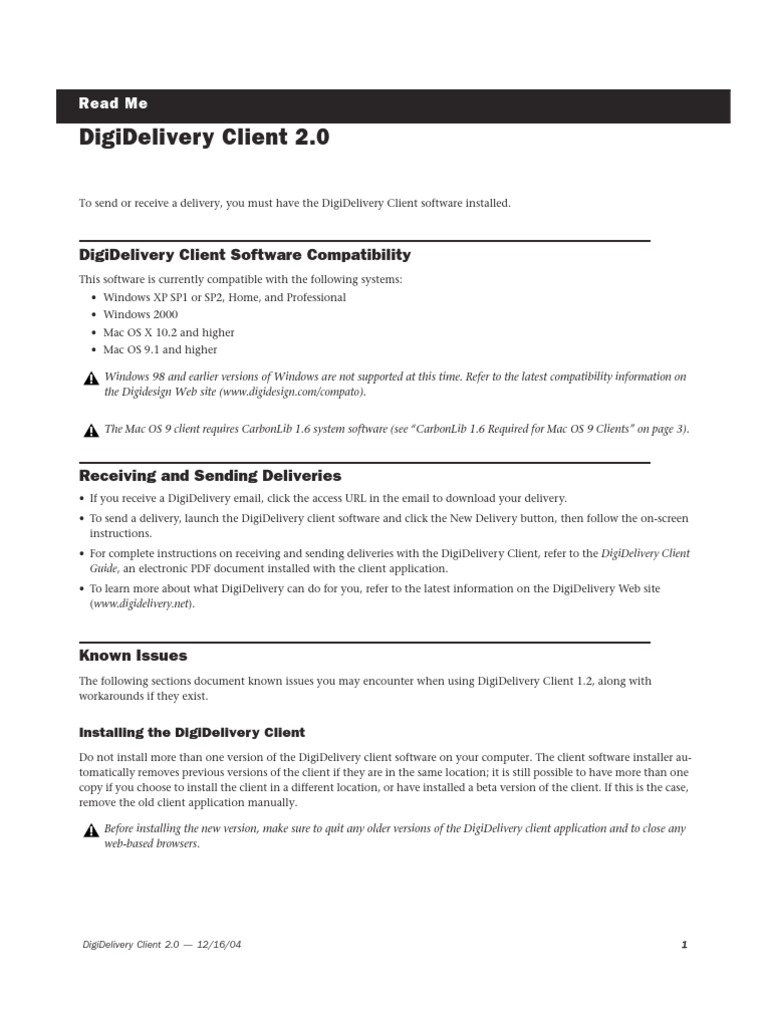 Digidelivery Client Software Compatibility | PDF | World Wide Web ...