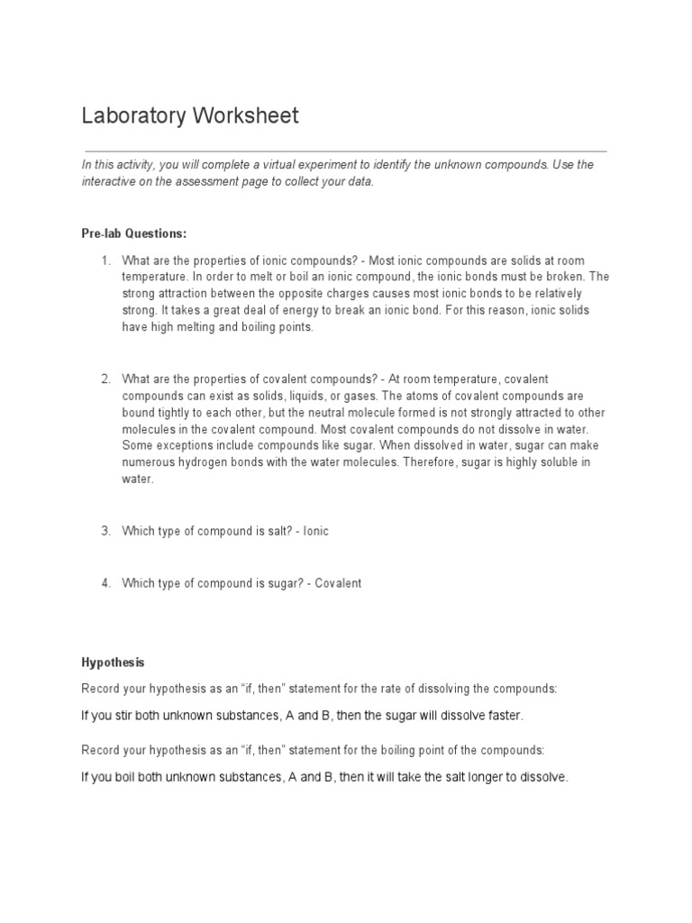 Identifying Unknown Compounds Lab | PDF | Chemical Compounds | Chemical ...