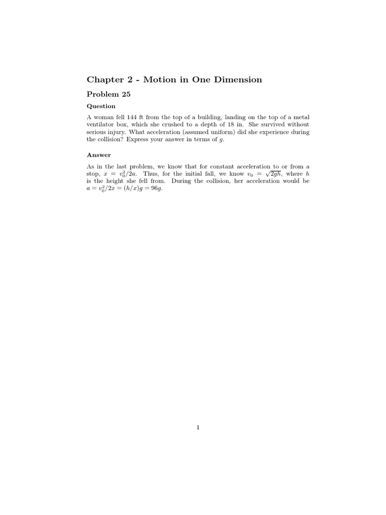 Chapter 2 - Motion in One Dimension: Problem 25 | PDF