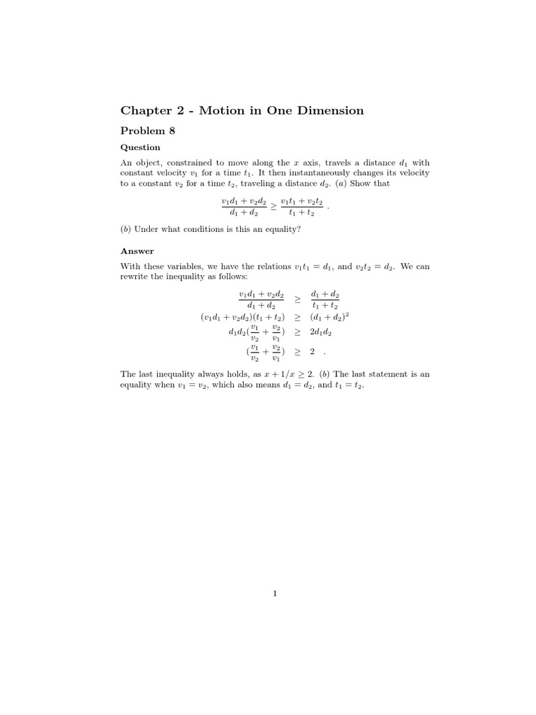 Average Velocity in One-Dimensional Motion | PDF | Teaching Methods ...